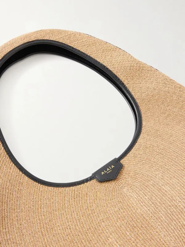 Alaïa Leather-trimmed Paper Straw Shoulder Bag
