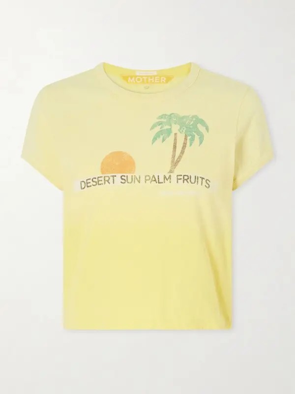 MOTHER The Itty Bitty Ringer Printed Cotton-jersey T-shirt - Yellow