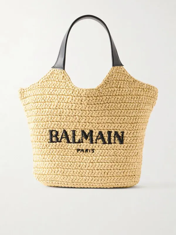 Balmain Cabas Mini Raffia Tote - Neutrals