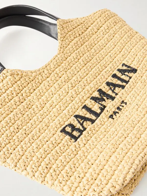 Balmain Cabas Mini Raffia Tote - Neutrals