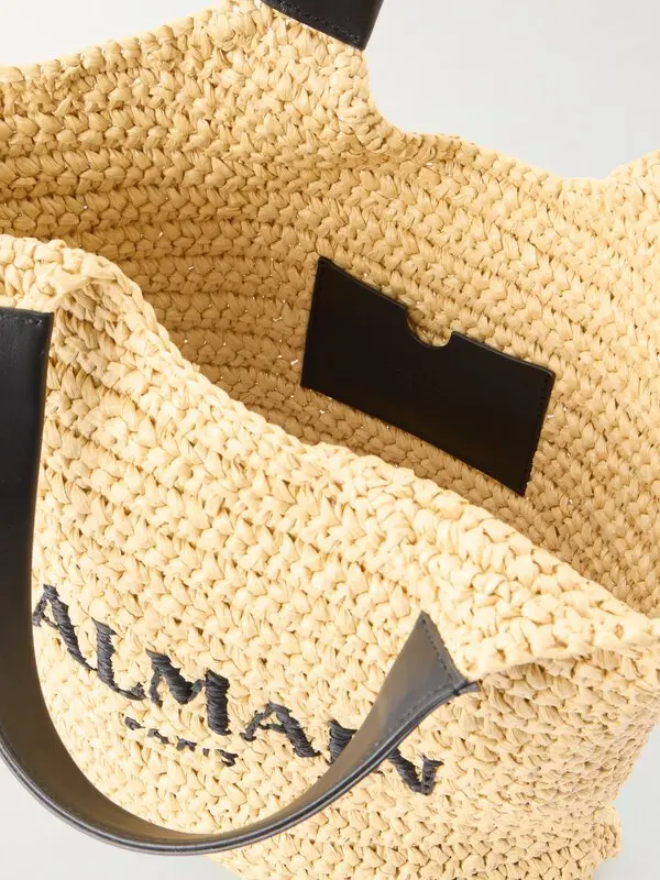Balmain Cabas Mini Raffia Tote - Neutrals