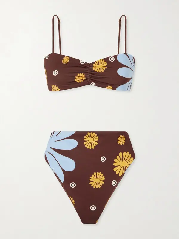 CALA DE LA CRUZ Printed Bikini - Brown