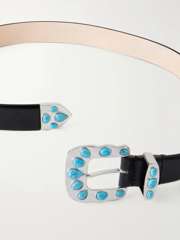 DEHANCHE Juna Turquoise-embellished Leather Belt