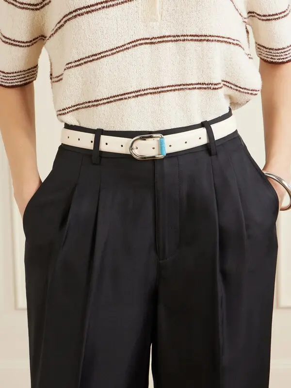 DEHANCHE Mija Leather Belt With Turquoise Embellishment - Neutrals