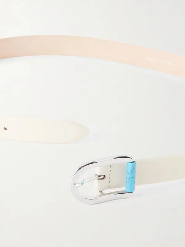 DEHANCHE Mija Leather Belt With Turquoise Embellishment - Neutrals