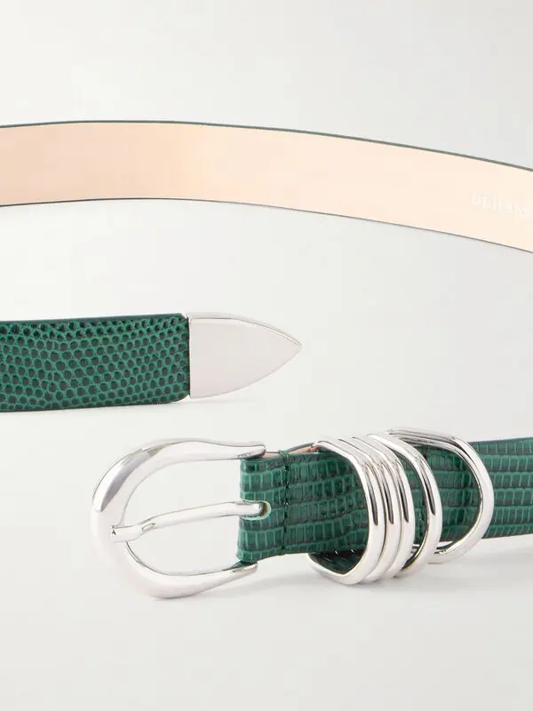 DEHANCHE Hollyhock Lizard-effect Leather Belt - Green