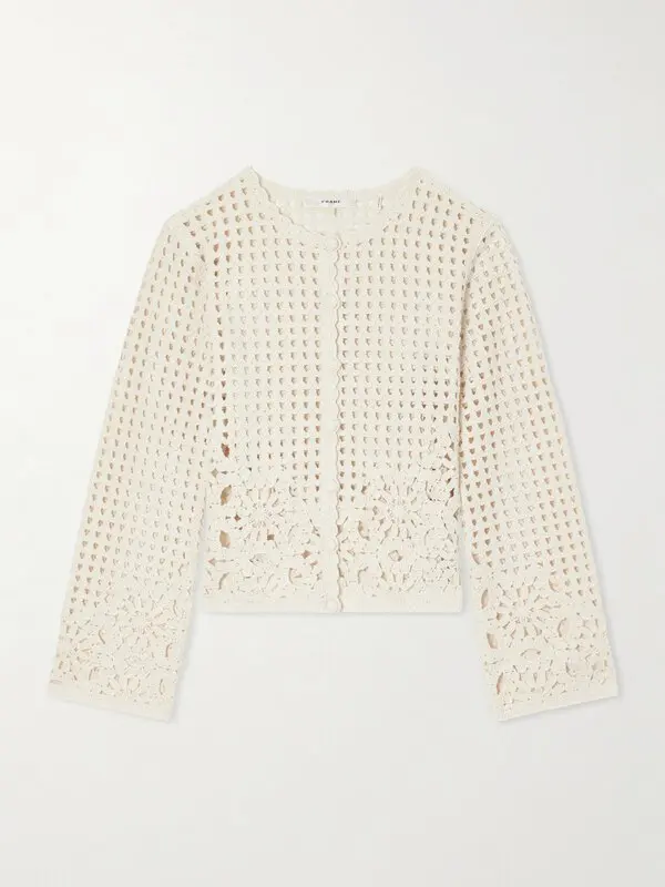 FRAME The Postcard Crocheted Cotton Cardigan