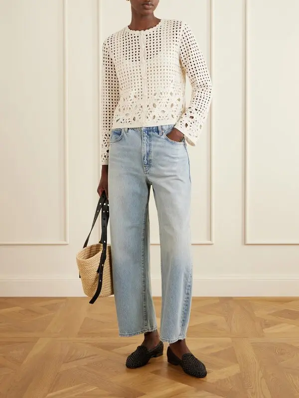 FRAME The Postcard Crocheted Cotton Cardigan