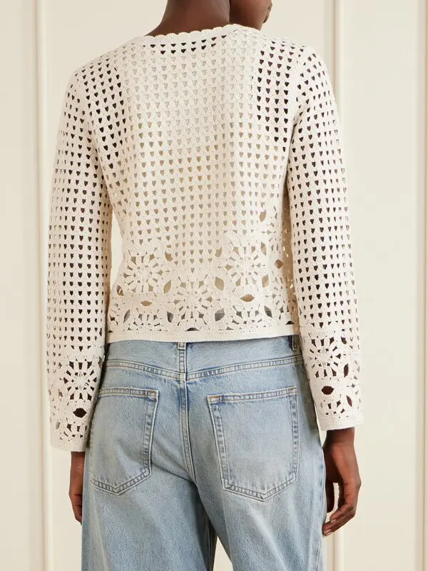 FRAME The Postcard Crocheted Cotton Cardigan