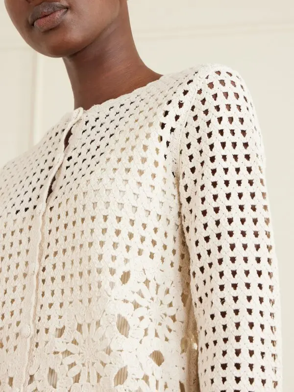 FRAME The Postcard Crocheted Cotton Cardigan
