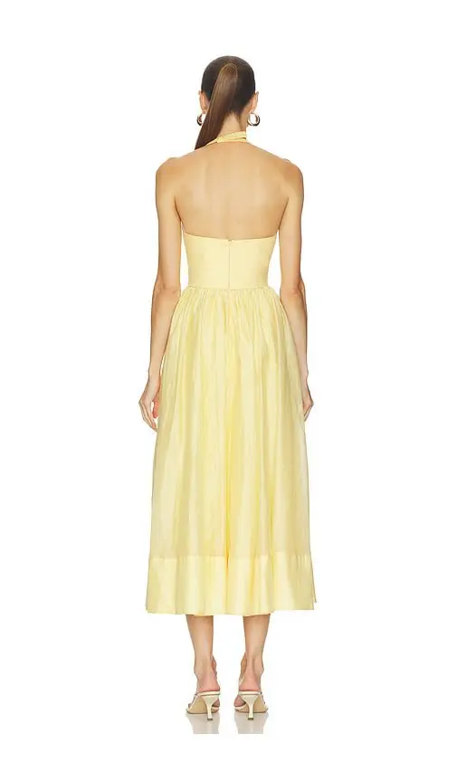 CAMILA COELHO Linen Halterneck Midi Dress - Maize
