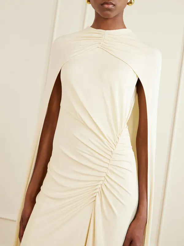 Simkhai Cape-effect Gathered Jersey Gown