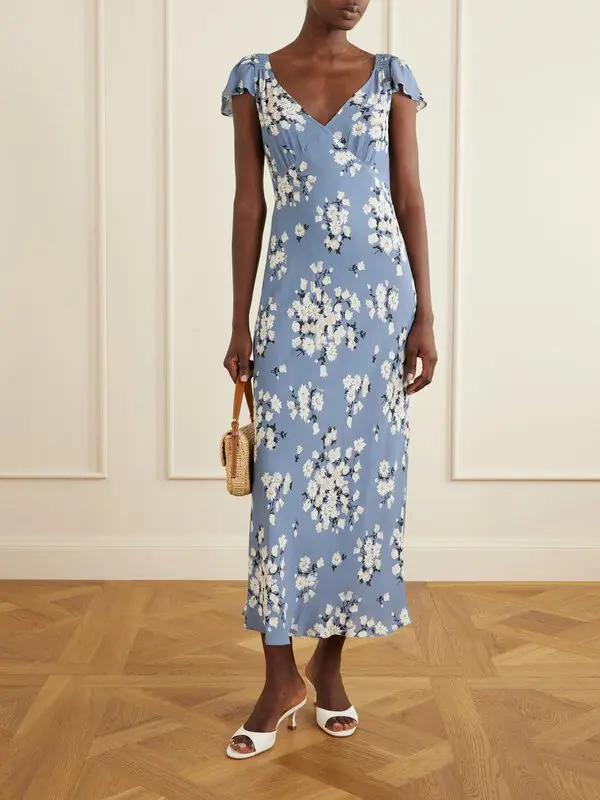 Rixo Cathy Floral-print Crepe Midi Dress