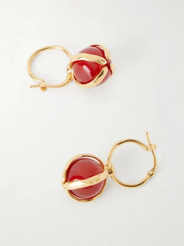 JIL SANDER Gold-tone Agate Drop Earrings