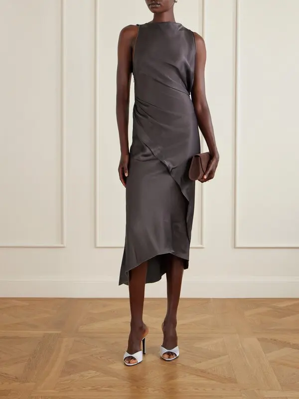Victoria Beckham Draped Satin Midi Dress