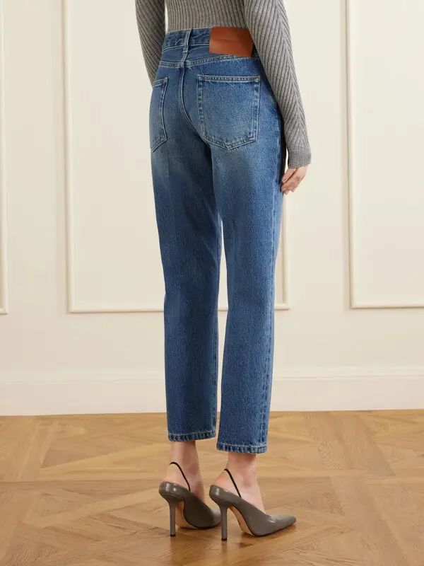 Victoria Beckham Leather-trimmed Low-waist Flared Jeans