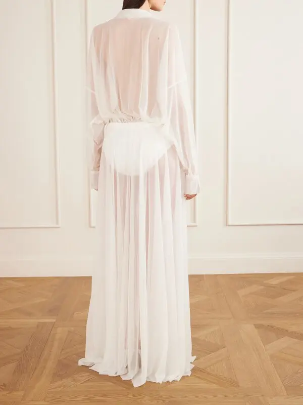 Norma Kamali Oversized Boyfriend Mesh Bodysuit