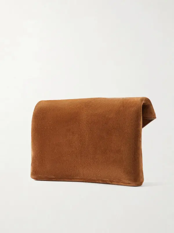 Saint Laurent Cassandre Suede Shoulder Bag - Brown
