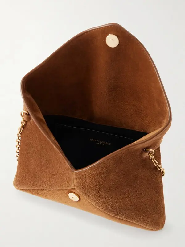 Saint Laurent Cassandre Suede Shoulder Bag - Brown