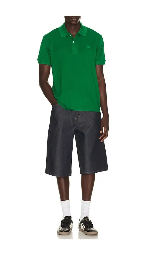 Lacoste Classic Fit Silk Pique Polo Shirt In Green - Roquette