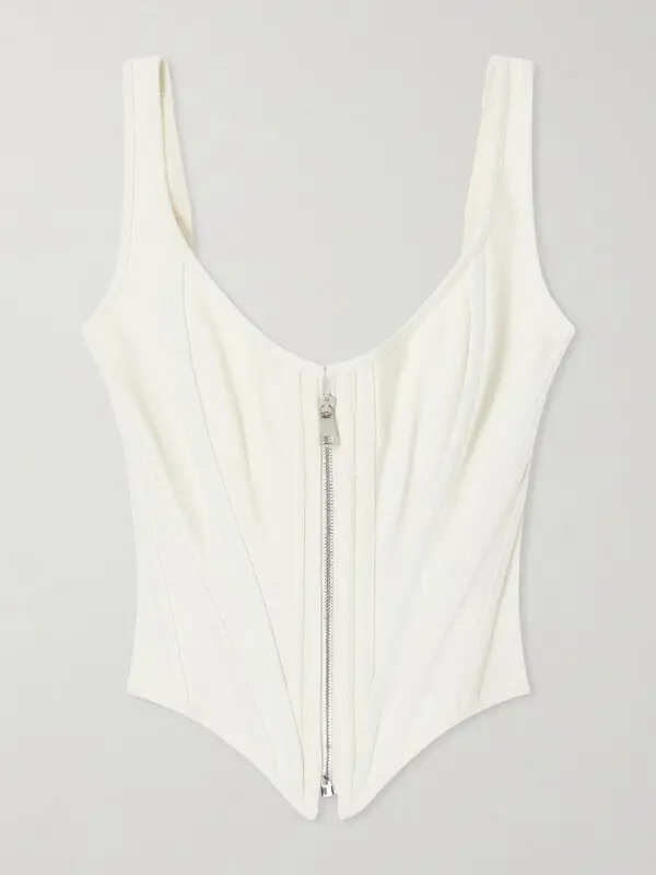 WIEDERHOEFT Zip Front Denim Corset - Neutrals