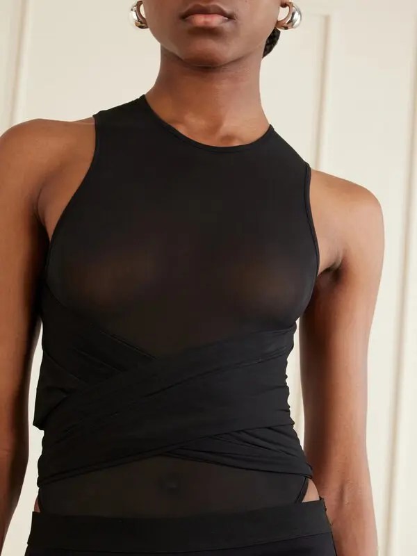 Wardrobe.NYC Halterneck Sheer Bodysuit