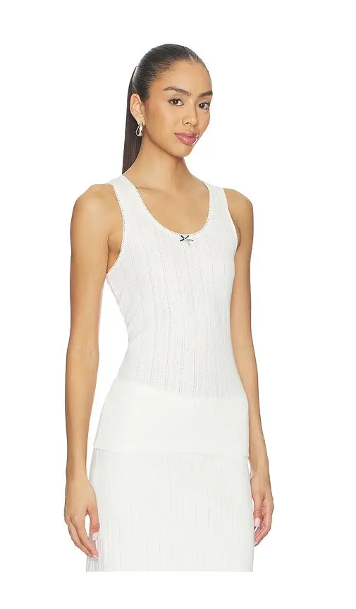 Lacoste Pointelle Tank In White