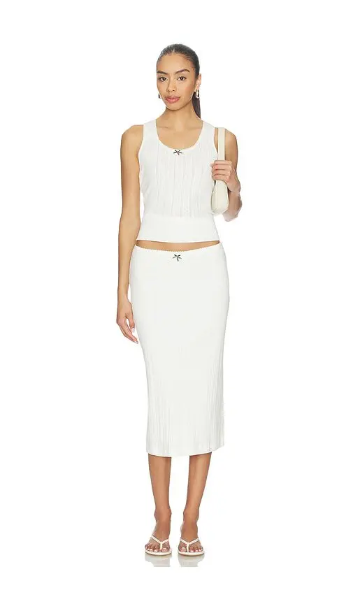 Lacoste Pointelle Tank In White