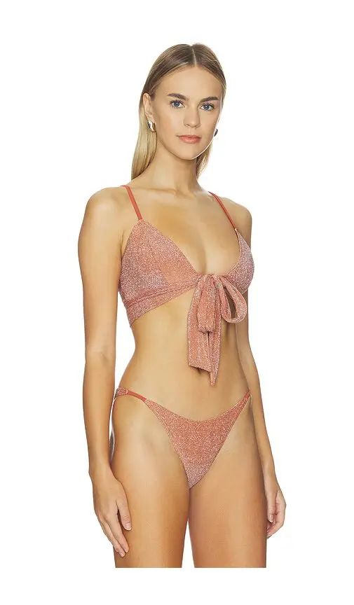 Free People Sydney Bikini Top Metallic Tie-front