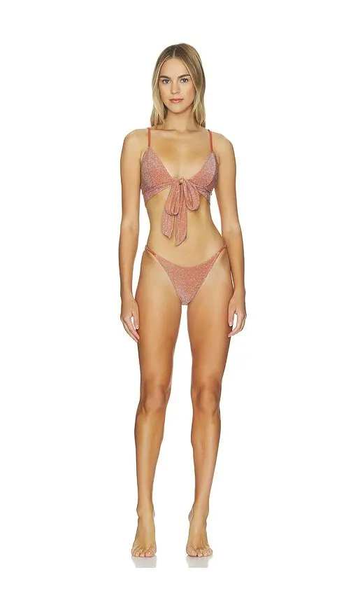 Free People Sydney Bikini Top Metallic Tie-front