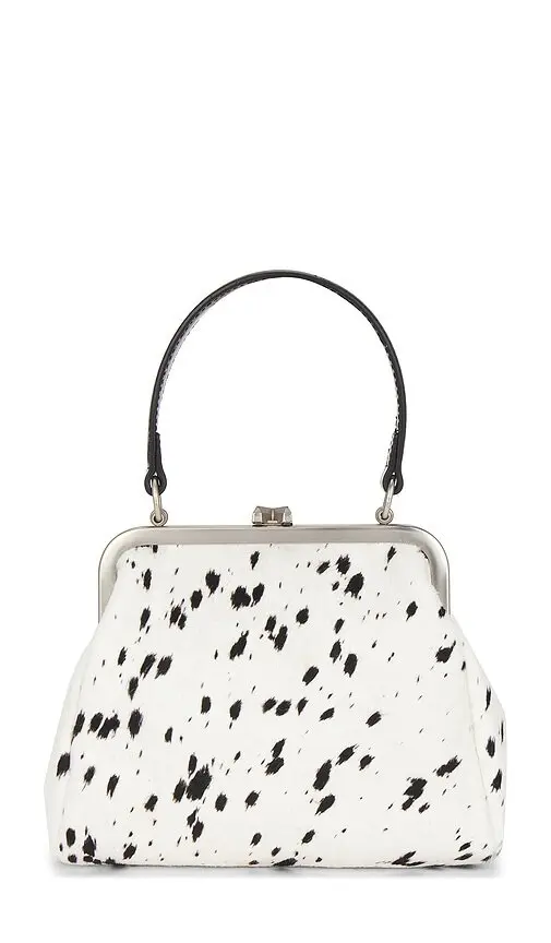 MARKGONG Cowhide Leather Metal Clasp Bag With Top Handle