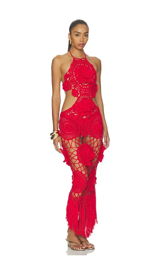 Giuseppe Di Morabito Crochet Knit Halterneck Maxi Dress