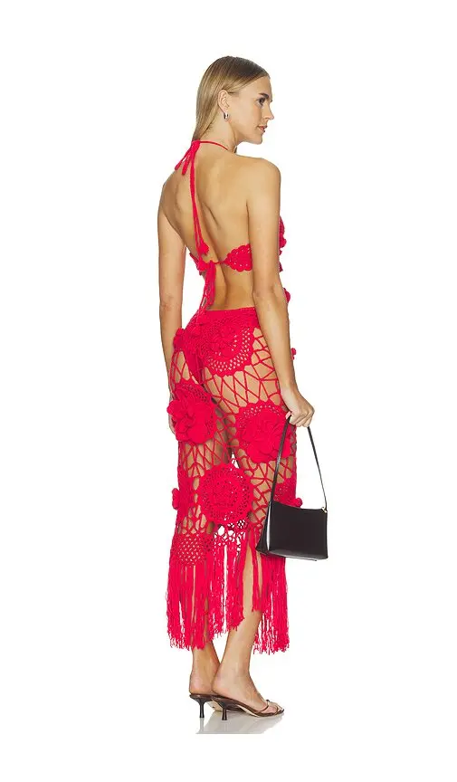 Giuseppe Di Morabito Crochet Knit Halterneck Maxi Dress