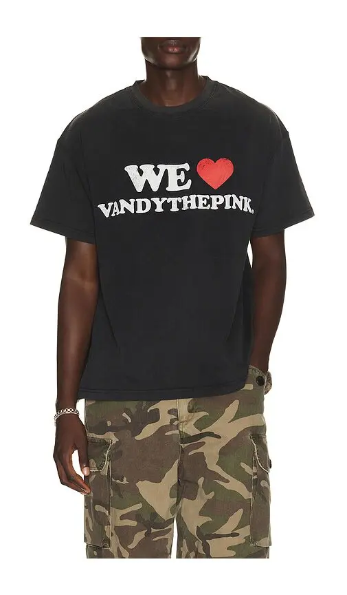 VANDYTHEPINK We Love Vtp Tee In Black - Washed Black