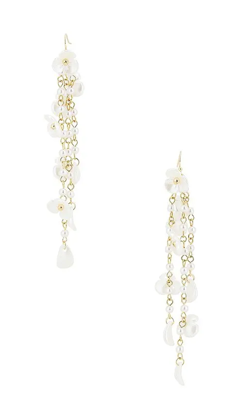 LOVERS AND FRIENDS Gold-tone Floral Detail Drop Earrings With Faux Pearl