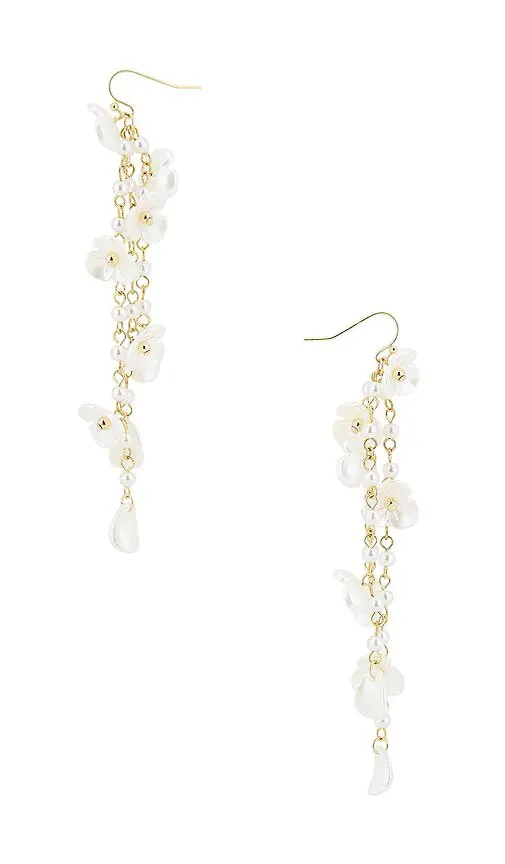 LOVERS AND FRIENDS Gold-tone Floral Detail Drop Earrings With Faux Pearl
