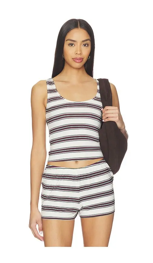 WeWoreWhat Scoop Fitted Tank - Heather Gray & Cherry