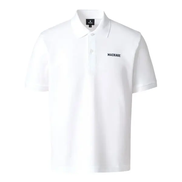 Mackage Pablo-cr Flat Knit Rib Collar Polo - White-navy