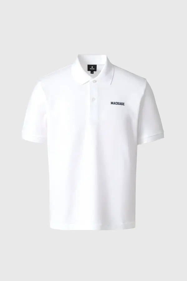 Mackage Pablo-cr Flat Knit Rib Collar Polo - White-navy