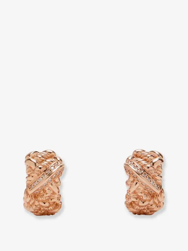 Bottega Veneta Brass Earrings With Crystal Detail - Gold
