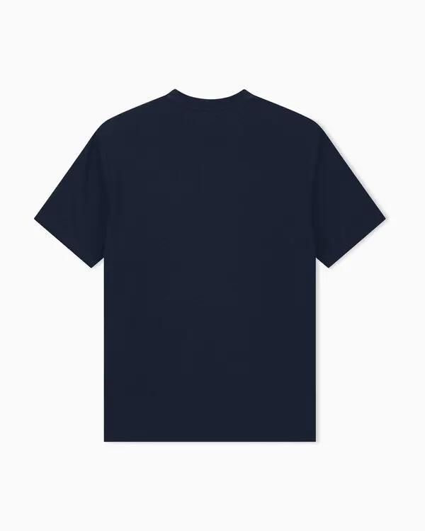 Giorgio Armani T-shirt Regular Fit Chevron Jacquard Stretch Virgin Wool - Navy Blue