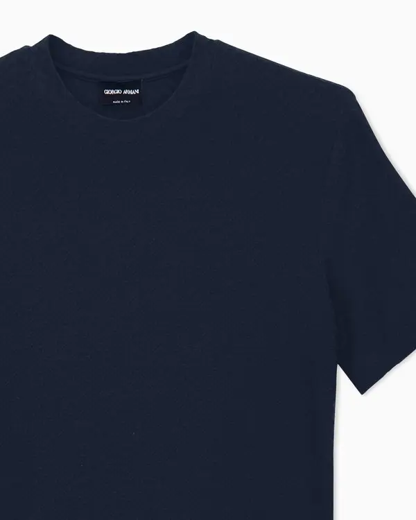 Giorgio Armani T-shirt Regular Fit Chevron Jacquard Stretch Virgin Wool - Navy Blue