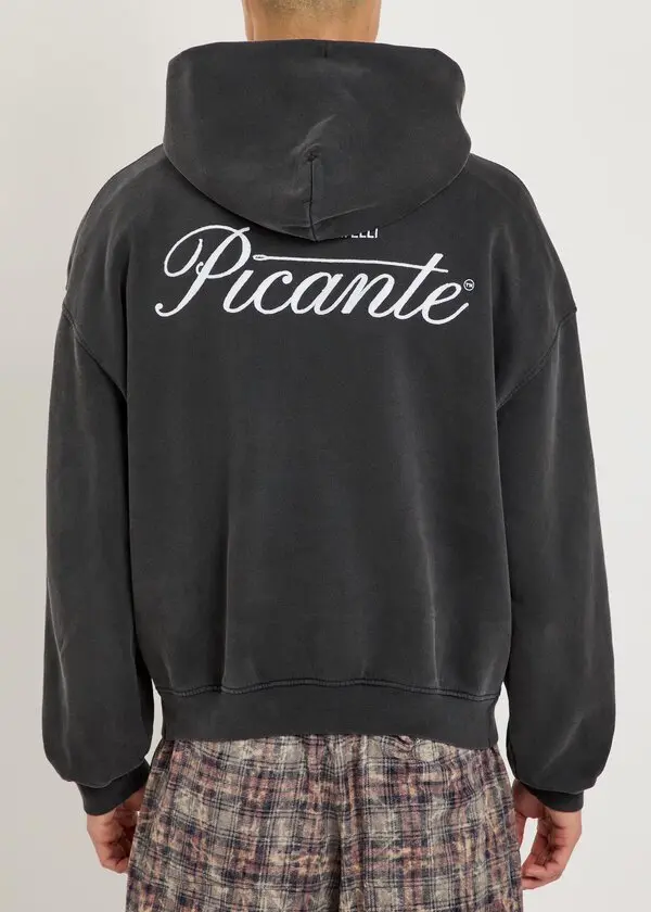 PICANTE Embroidered Cotton Hooded Sweatshirt