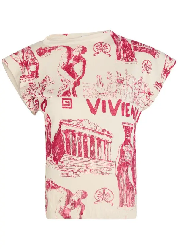 VIVIENNE WESTWOOD Justine Printed Cotton And Cashmere-blend T-shirt - White