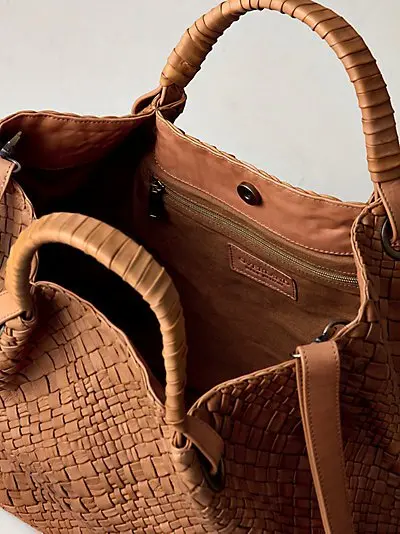 Overland Reina Italian Leather Crossbody Tote Bag