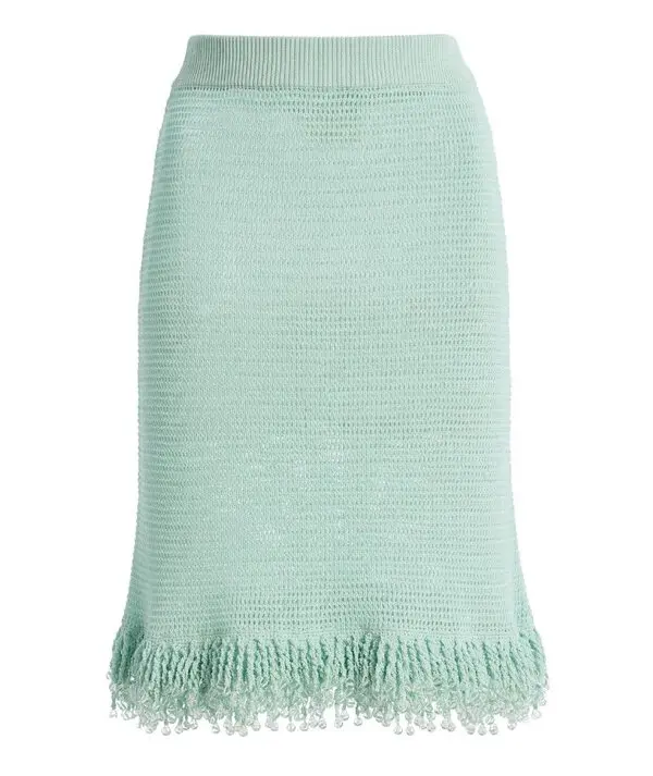 Paris Georgia Fringe Cotton Midi Skirt - Blue