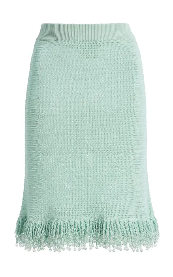 Paris Georgia Fringe Cotton Midi Skirt - Blue