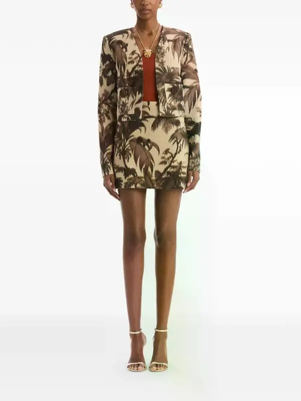 Oscar De La Renta Chiné Palm Leaves Jacket
