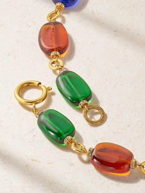 SUSAN CAPLAN Chanel Vintage 1980 Gold-plated Gripoix Crystal Necklace