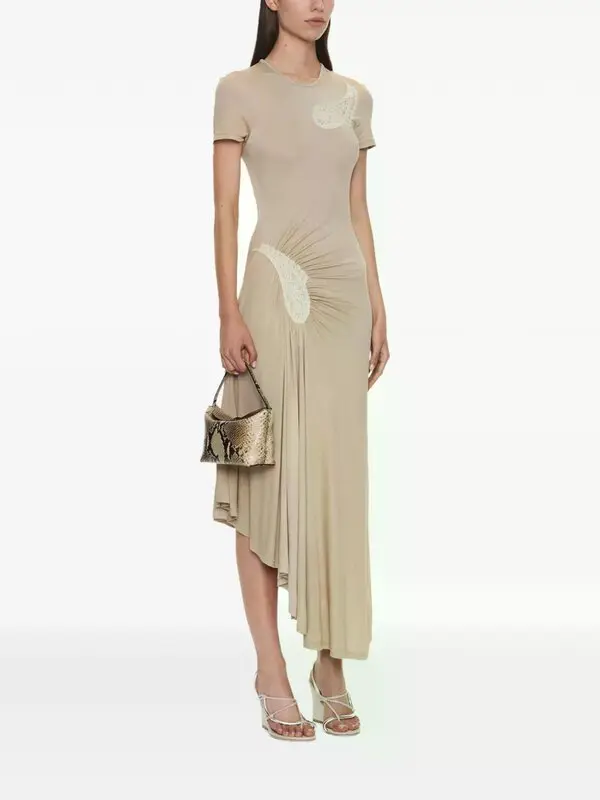 Christopher Esber Ribbed Asymmetric Dress With Paisley Lace Inserts